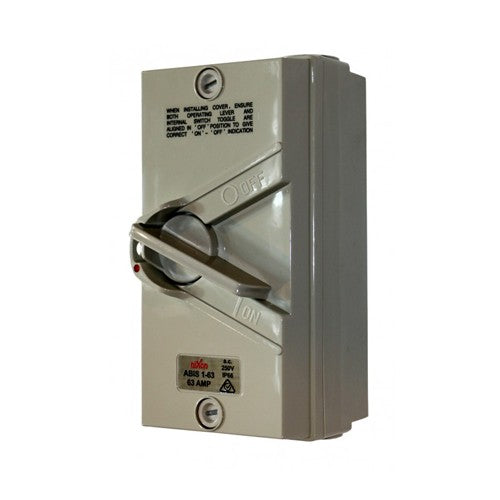 63AMP - Weatherproof Isolator - 1 Pole / Single Phase