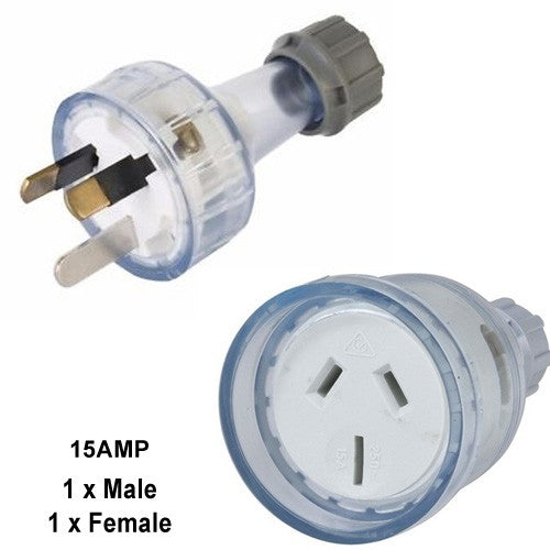 Extension Plug Lead Combo 15 Amp 1 x Female 1 x Male 240v