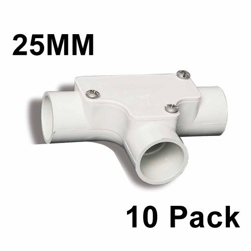 10 x 25mm Inspection Tee PVC Junction Box