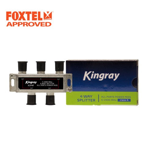 TV Antenna Splitter 4-Way F-Type Aerial 5-2400MHz Power Pass Foxtel Ap