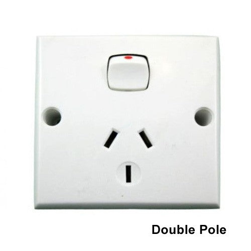 Single Power Point DEEP Double Pole 10 Amp GPO Outlet Caravan RV Trail