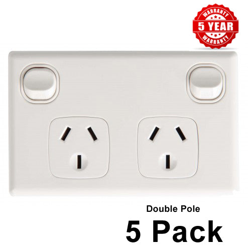 5 x Power Point Double Pole 10 Amp GPO Outlet Caravan RV Trailer Const